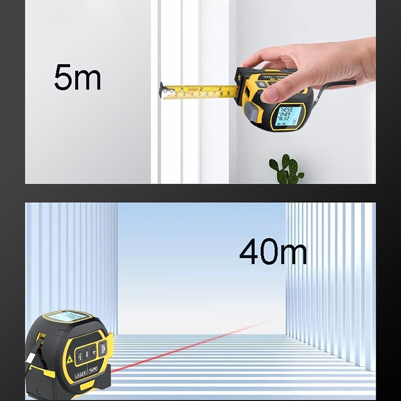 3 in 1 40m Measure Ruler LCD Display Distance Meter Laser Measuring ...
