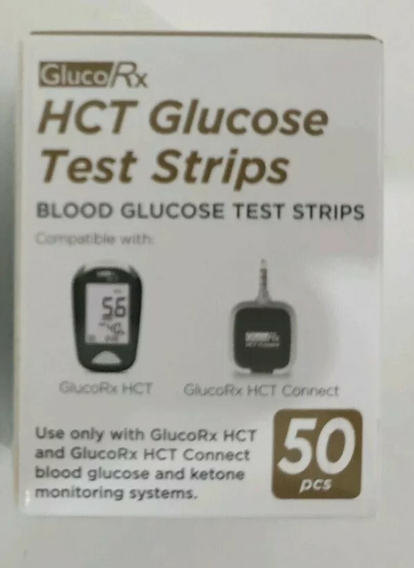 GlucoRx HCT Glucose Test Strip 50's Brand New in a sealed Box- Free ...