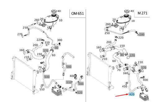 MERCEDES-BENZ C W204 Ölkühler zum Kühlerkühlrohr A2045010224 NEU ...