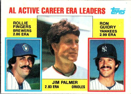 AL Active Career ERA Leaders Rollie Fingers Jim Palmer Ron Guidry Topps ...