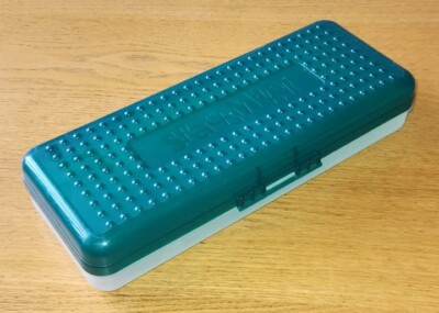Vintage Spacemaker Long Pencil Case 13" Ruler Storage Box Green Clear ...