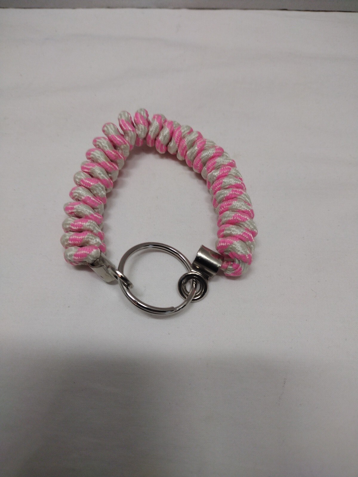 Spiral Paracord Wrist Keychain Pink/White PWS#1 | eBay