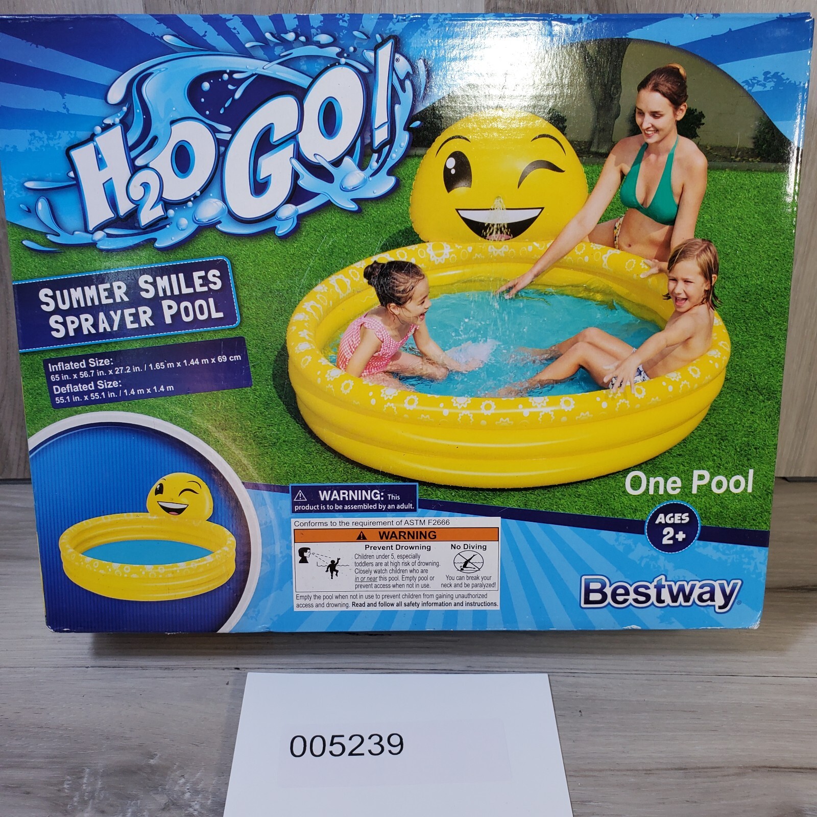 H2O GO Summer Smiles Sprayer Pool Built-In Sprayer, 65” x 56.7” x 27 ...