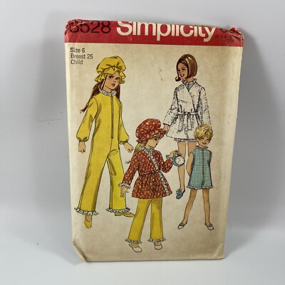 Vintage Simplicity #8528 Pattern For Girls’ Size 6 Sleep-Suit, Robe ...