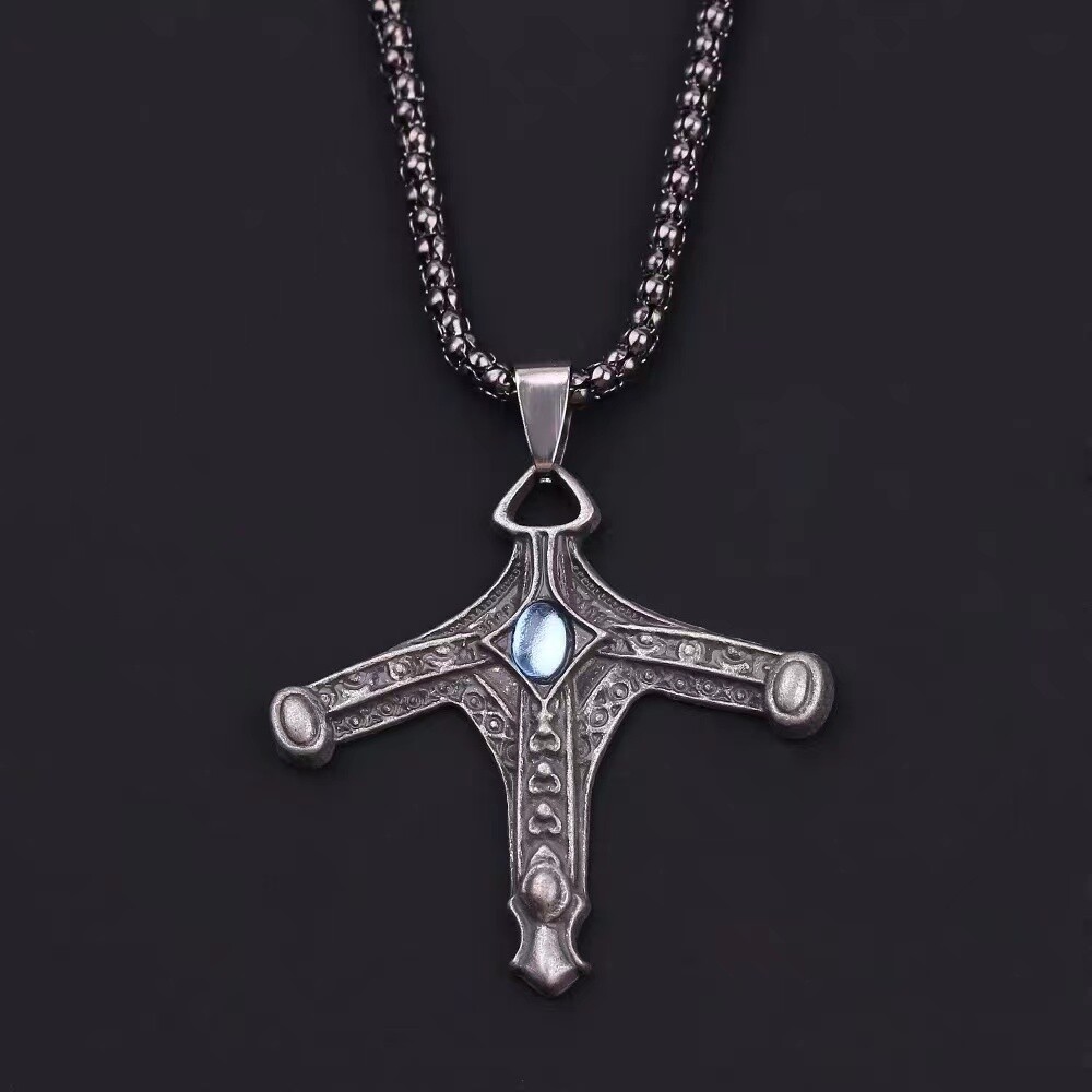 Mens Bloodborne Sword Hunter Badge Pendant Punk Rock Biker Necklace ...