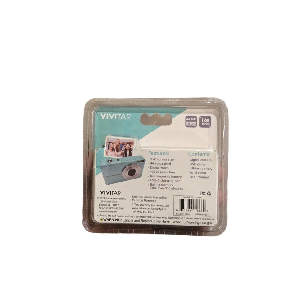 Vivitar Popsnap Compact Digital Camera, Green, 16X Zoom, 1080 HD, New ...