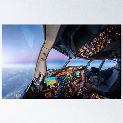 Boeing 737 Max 8 cockpit in flight Poster Graphic Premium Poster | eBay
