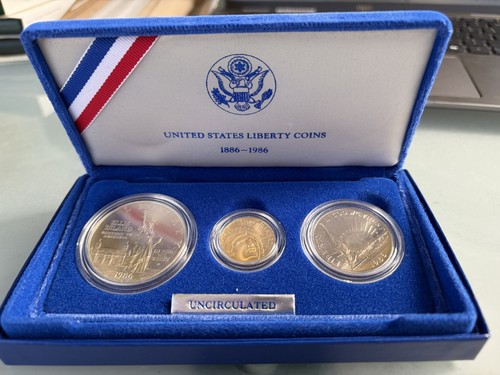 United States Liberty Coins 1886 - 1986 3 Coin Proof Set w/ Case & COA ...