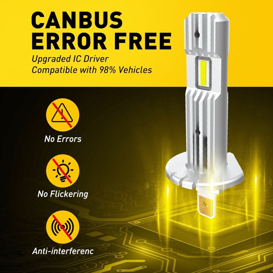 H1 Conversion Bulbs Headlight LED Set High Low Super 6500K Beam White ...