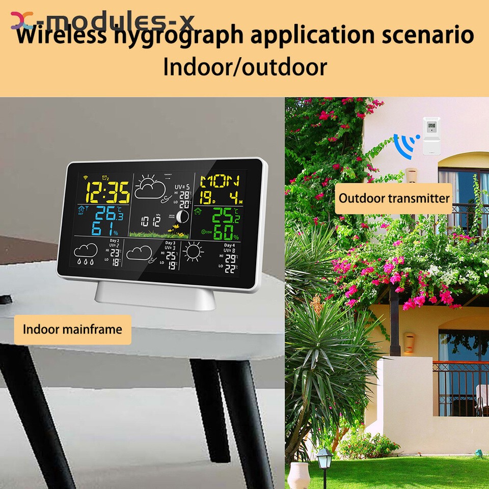 LCD Color Screen WiFi Smart Weather Clock 4-Day Weather Forecast Weather Station | eBay