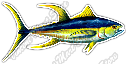 Yellowfin Tuna Fishing Fish Ocean Sea Life Car Bumper Vinyl Sticker ...