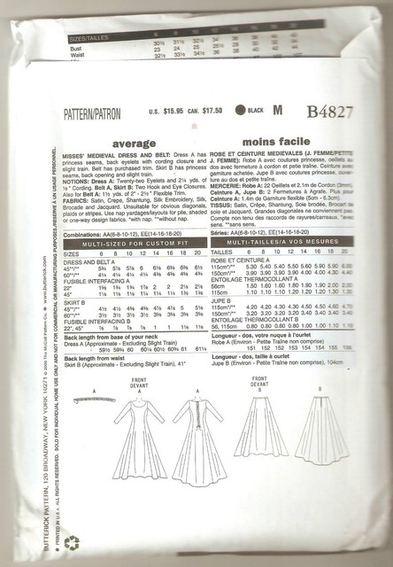 Butterick Sewing Pattern 4827 Floor-Length Gored Dress Skirt Belt Size ...