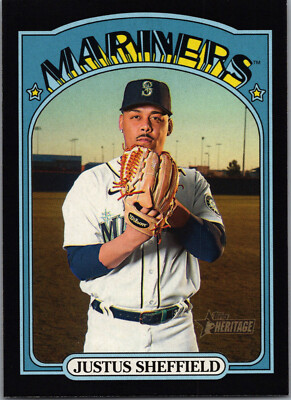 Justin Sheffield Black Border 2021 Topps Heritage #353 Seattle Mariners ...