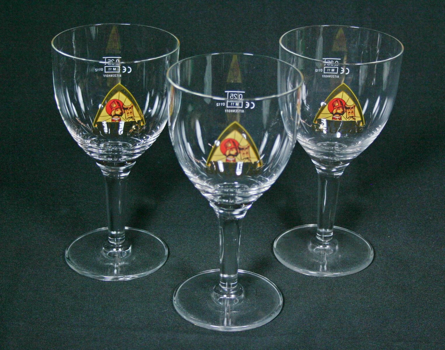 HTF Set of 3 Belgian Steen Brugge 25 Cl Half Pint Glass Stemmed Beer ...