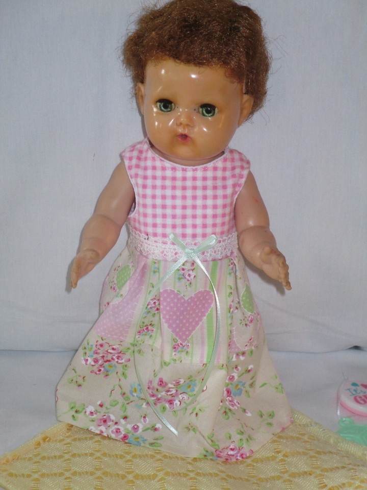 Adorable 11 " Tiny Tears NO Doll Clothing Lot Dress Yellow Pink Bib ...