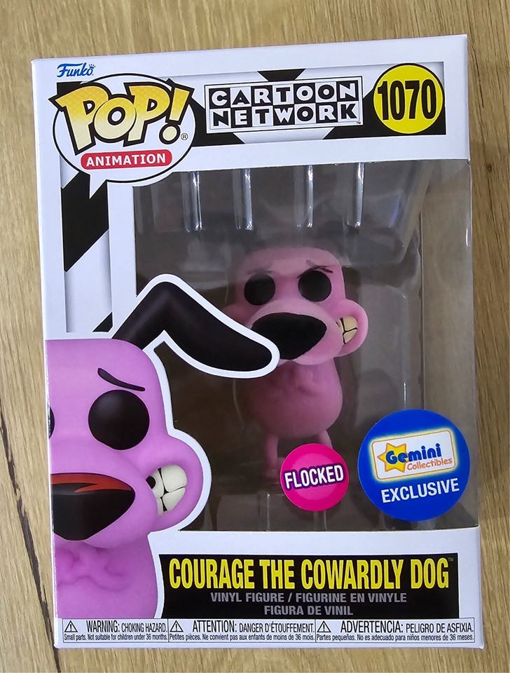 Funko Pop Flocked Courage the Cowardly Dog #1070 Gemini Exclusive With ...