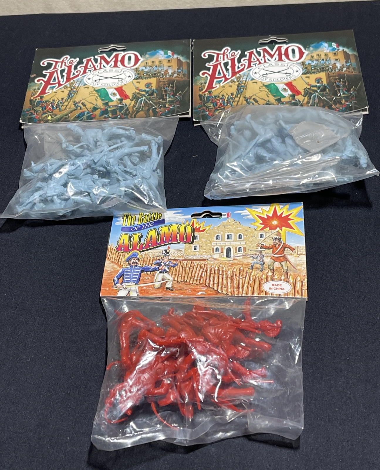 CTS The Alamo Mexican Cavalry Toy Soldier Red/Light Blue LOT OF 3 Bags ...