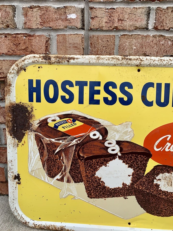 Vintage Original Embossed Metal Hostess Cup Cakes Advertising Sign | eBay