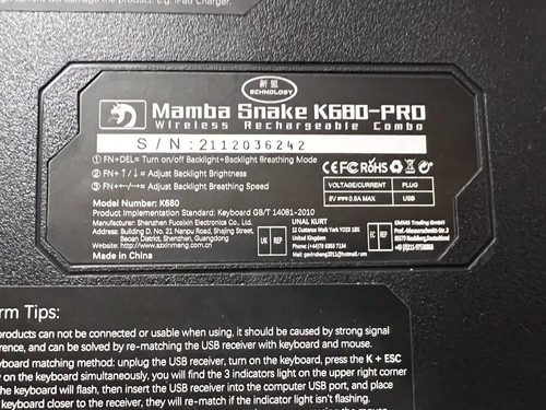 Xinmeng Mamba Snake K680-Pro Wireless Keyboard Mouse And Mouse Pad | eBay