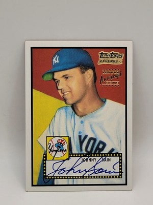JOHNNY SAIN (1952) 2001 Topps Archives On Card Auto #49 NEW YORK ...