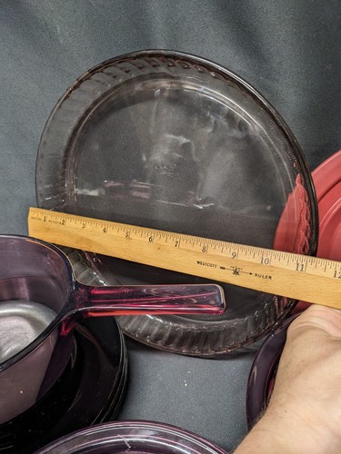 Set of 9 VISION WARE Visions Corning PYREX Cranberry Glass Cookware ...