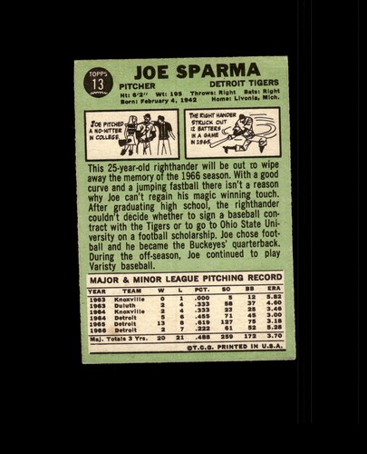 1967 Topps 13 Joe Sparma VG-EX #D1,424627 | eBay