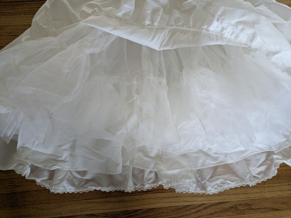 Petticoat Crinoline White Stiff Netting Ruffle Tulle Handmade 30" waist ...