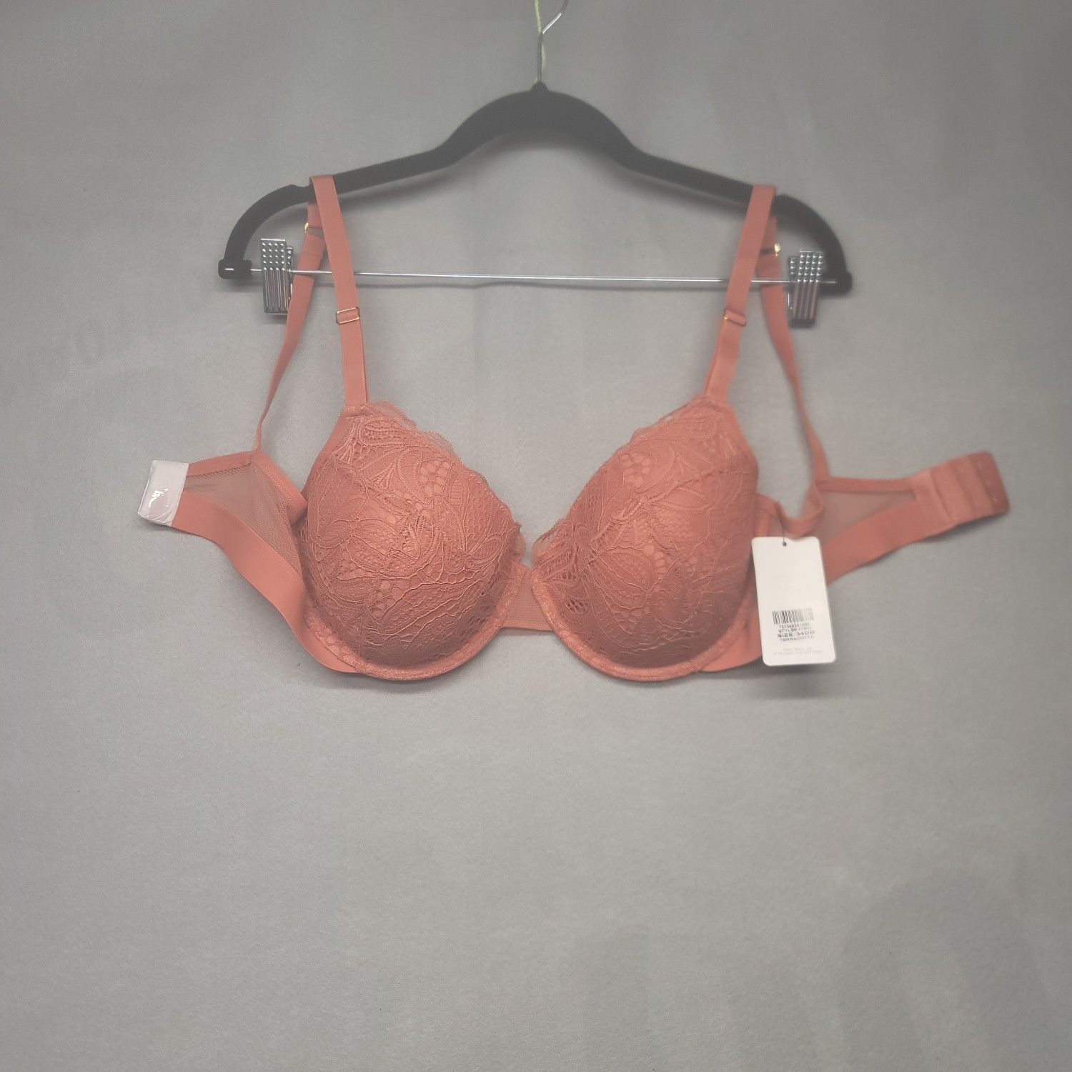 Lively Womens Terracotta Orange Spaghetti Strap Hook & Eye Push Up Bra ...