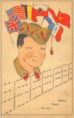 "At Last!" Soldier Military WWII US UK Flags Army 1945 APO Vintage ...