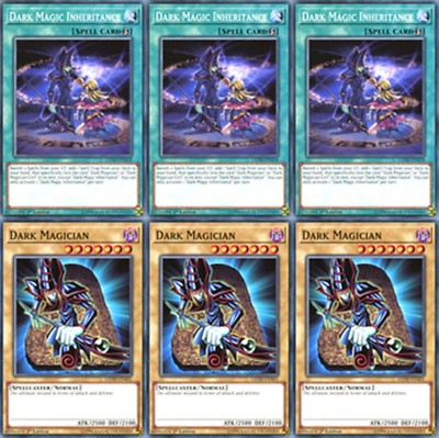 3 X Dark Magic Inheritance LEDD-ENA18 + 3 X Dark Magician LEDD 1st Mint ...