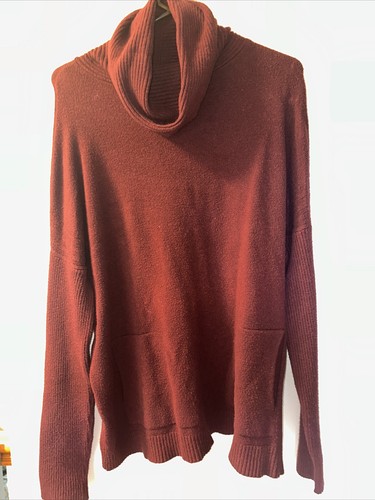 CYRUS Sweater Womens Plus size XL Cowl Neck pockets Soft Maroon Wine 14 ...