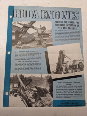 BUDA ENGINES SALES BROCHURE 1947 PITS & QUARRIES OPERATION ADVERTISMENT ...