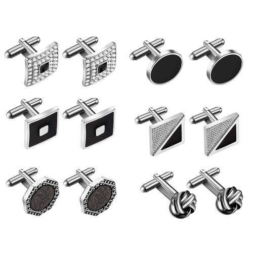 6 pairs Men's Classic Cuff Links Tuxedo Shirt Buttons Cufflinks ...