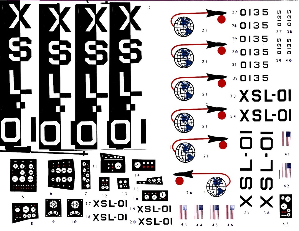 REPRODUCTION DECALS: REVELL 1957 XSL-01 MANNED SPACE SHIP 1/96 | eBay