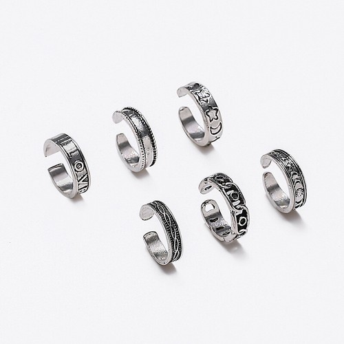 6Pcs/set Foot Ring Open Adjustable Toe Rings Wave Pattern Alloy Ring Adjustable | eBay