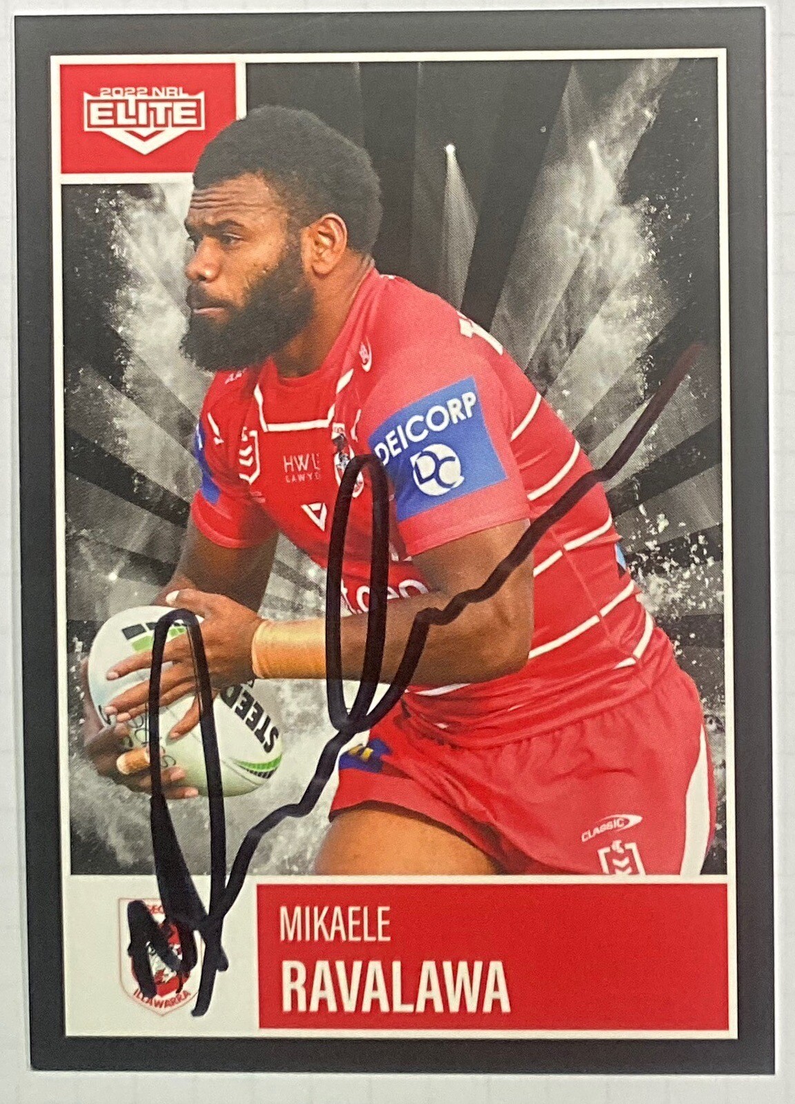 MIKAELE RAVALAWA ST GEORGE ILLAWARRA DRAGONS 2022 ELITE NRL SIGNED CARD ...