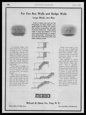 1912 McLeod & Henry Troy New York Blocks For Fire Box And Bridge Walls ...