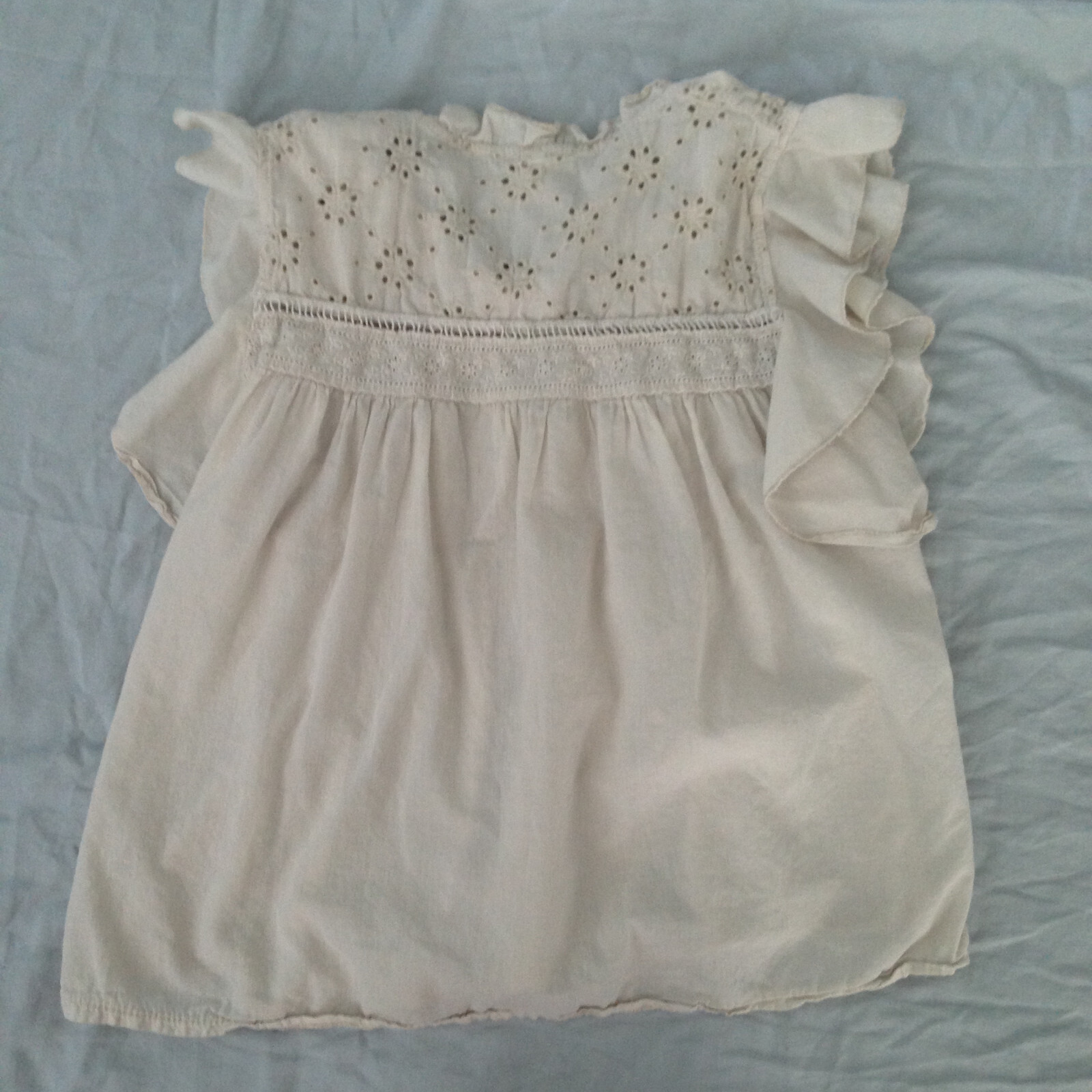 Boho Peasant Eyelet Ruffle Ivory Tank Top y.two Made … - Gem