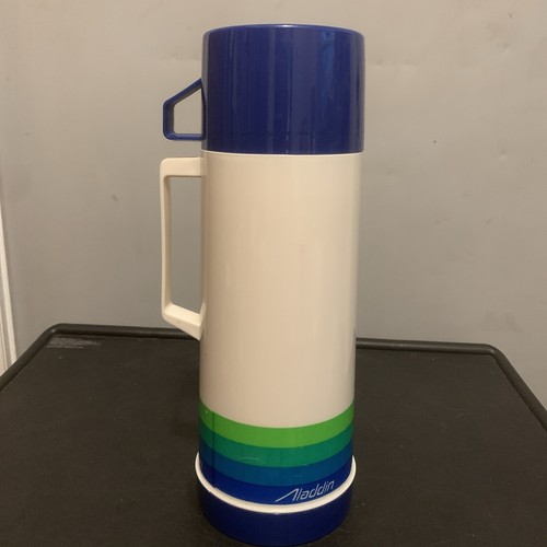 VTG Aladdin 1 Quart Thermos Blue Green & Cream Cup No. 243 Stopper No ...