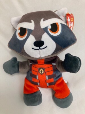 Ty Beanie Baby ️ ROCKET THE RACCOON 8" MARVEL SUPER HERO SOFT Plush New ...