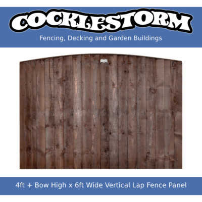 4ft + Bow High x 6ft Wide Vertical Lap Feather Edge Timber Garden Fence ...