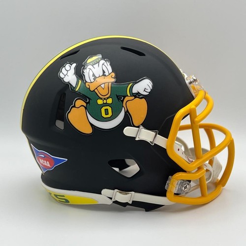 Oregon Ducks CUSTOM Matte Black - Alternate Duck Mini Football Helmet ...