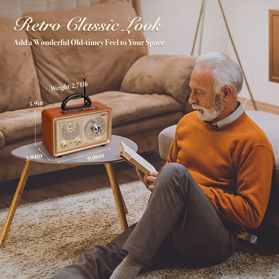 AM FM Retro Radio Portable Vintage Shortwave Radio with Bluetooth ...