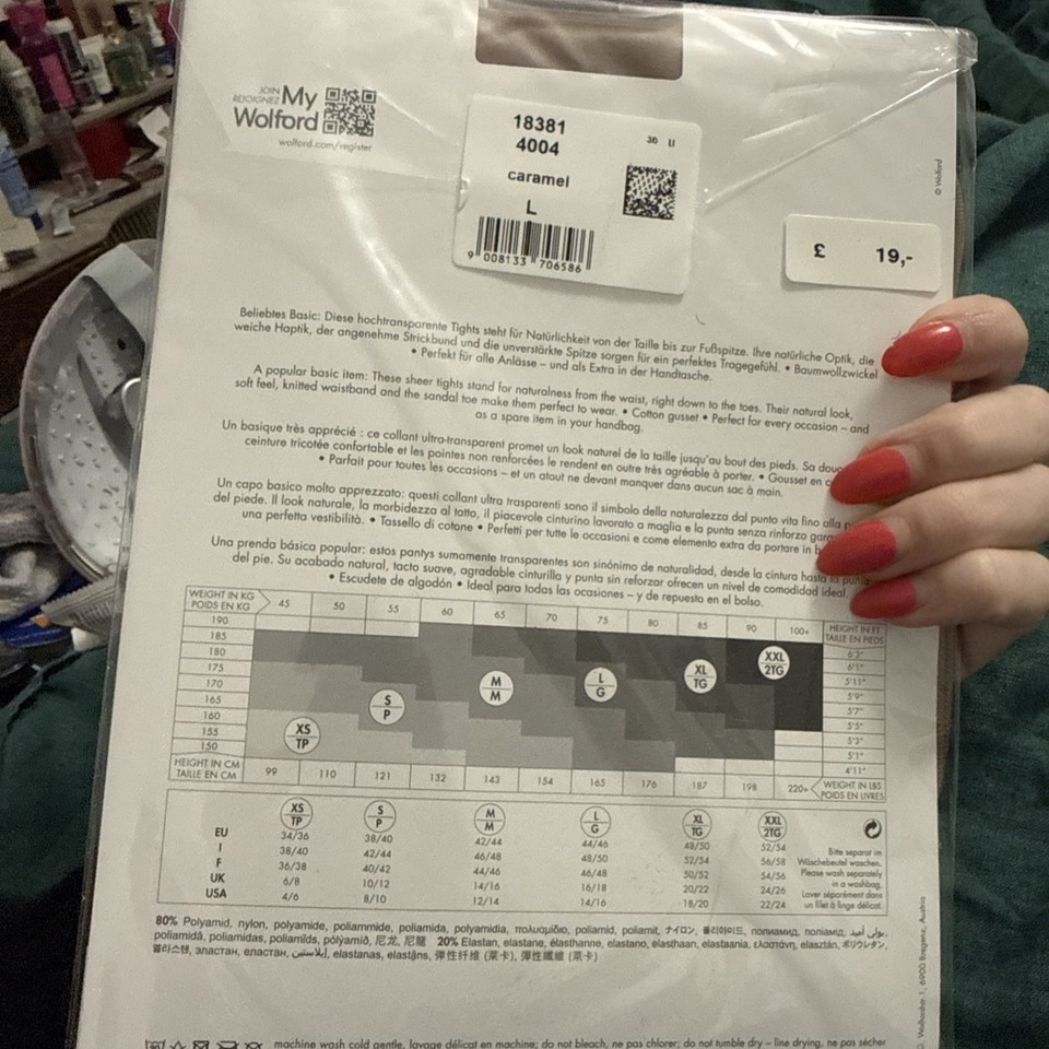 Wolford Sheer 15 Tights Large Caramel Brand New | eBay