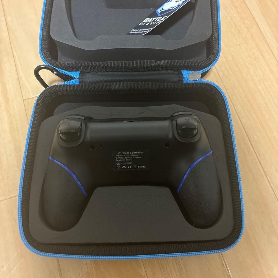 BATTLE BEAVER Wireless Controller Black Blue with Carrying Case Custom ...