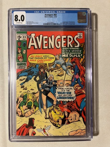 AVENGERS 83 CGC 8.0 1ST LIBERATORS BLACK WIDOW VALKYRIE MEDUSA MARVEL ...