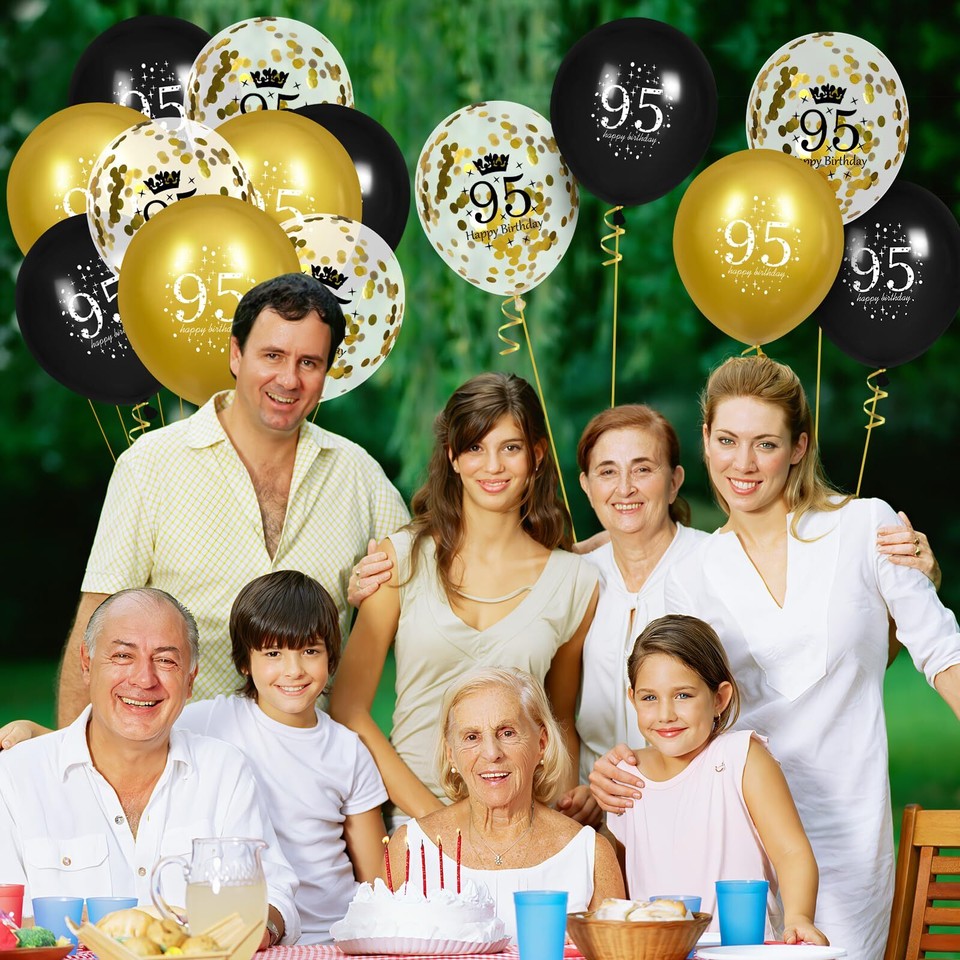 95th Birthday Balloons for Men 15 Pcs Black Gold Happy 95th Birthday ...