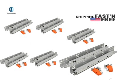 SILVERLINE Undermount Drawer Slide 75 lb Soft Closing Full Extension 6 ...