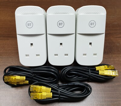 3 x BT Mini Connectors v2 VERSION 2 1000Mb GIGABIT Powerline Adapters ...
