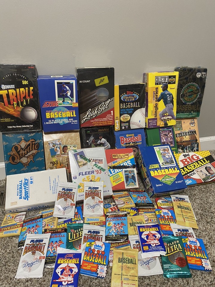 Huge Wholesale Lot of 300 Unopened Old Vintage Baseball Cards in Packs ...